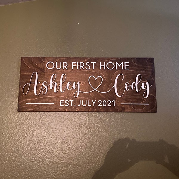 Our First Home Sign | New Home Sign | 3d Wood Sign | Couples Name Sign ...