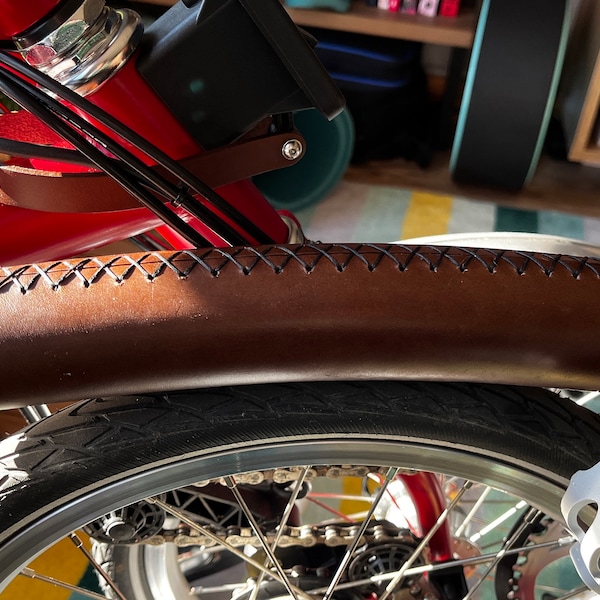 Leather Frame Protector for Brompton Bicycle Long SEW ON Version Brompton Gear Guard for ...