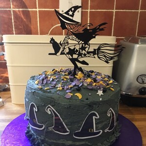 Witch Birthday Cake Topper Flying Witch Cake Topper Witch on | Etsy
