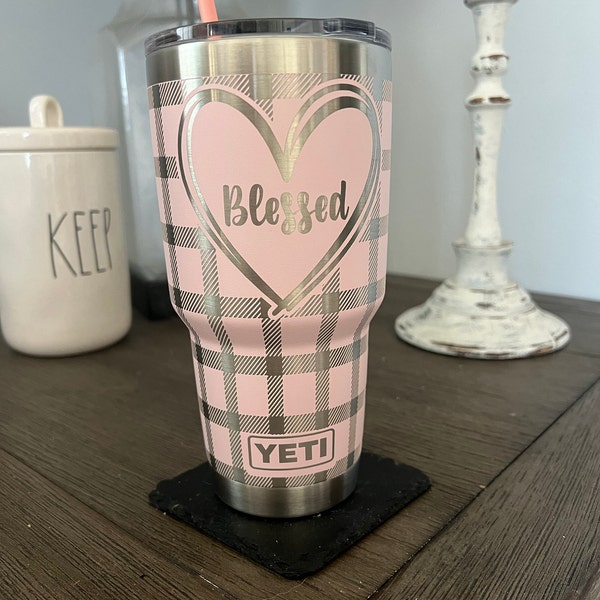 Plaid Design Laser Engraved on a 30oz Yeti Tumbler With Magslide Lid ...