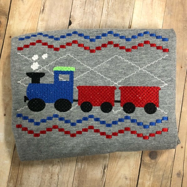 Faux Smocking Christmas Train Machine Embroidery Design - 3 Sizes - Etsy