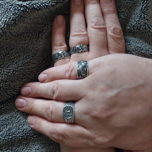 Silver Yggdrasil Ring Men, Tree of Life Men Ring, Handmade Signet Ring ...