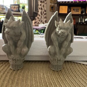 NEW Set of 2 Miniature Plastic Gothic Gargoyle Statues Dollhouse ...