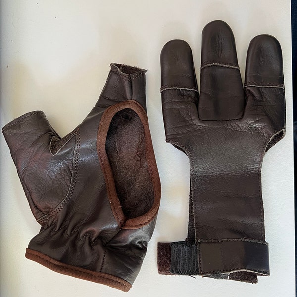 Archers 3 Finger Glove and Archery Bow Gloves 100% Leather , Right and ...