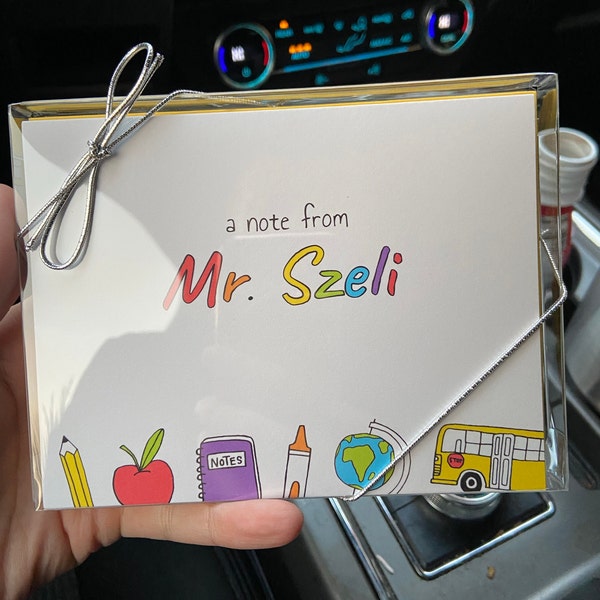 Teacher Note Card Set Personalized - Custom Teacher Gift - Colorful ...