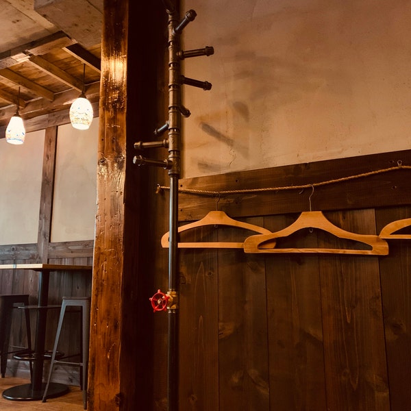 Black Pipe Coat Rack Industrial Style Free Standing Metal Spiral Coat ...