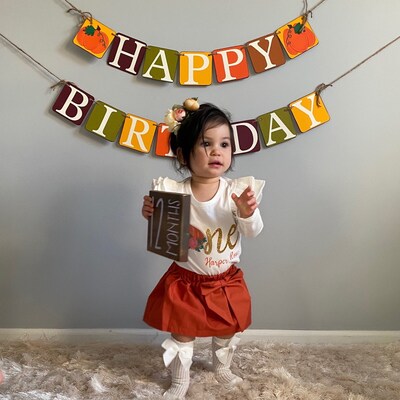 Fall Happy Birthday Banner, Birthday With Pumpkins, Autumn Party ...