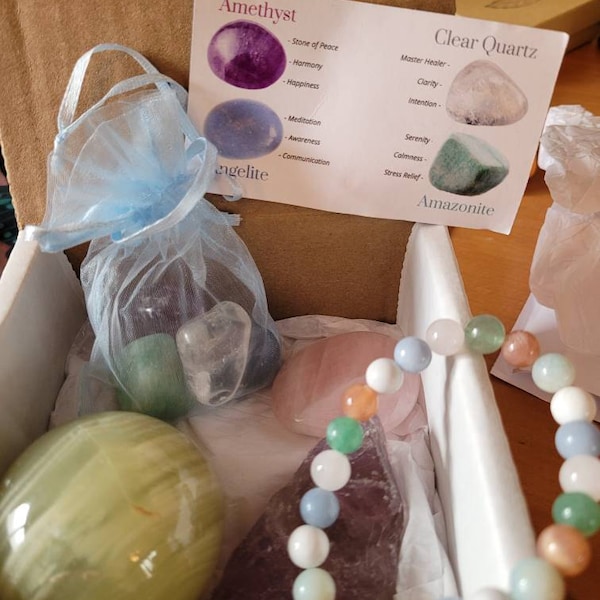 Intent Crystal Boxes - Choose Your Energy! Stress Relief, Protection, Chakra, Love, Peace ...