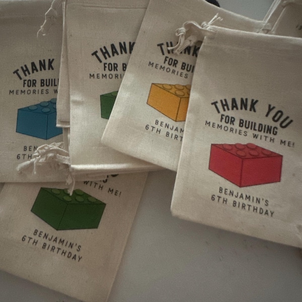 Brick or Blocks Party Favor Bags, Thanks for Building Memories Block ...