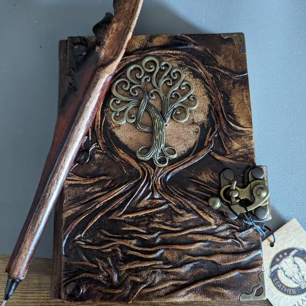Leather Journal Flame, Fire Element Notebook - Etsy