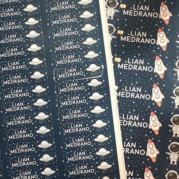 Space Name Labels for Boys | Waterproof Daycare Stickers for School and ...