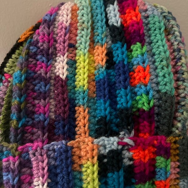 Scrap Yarn, Striped, Wool Crochet Beanie - Etsy