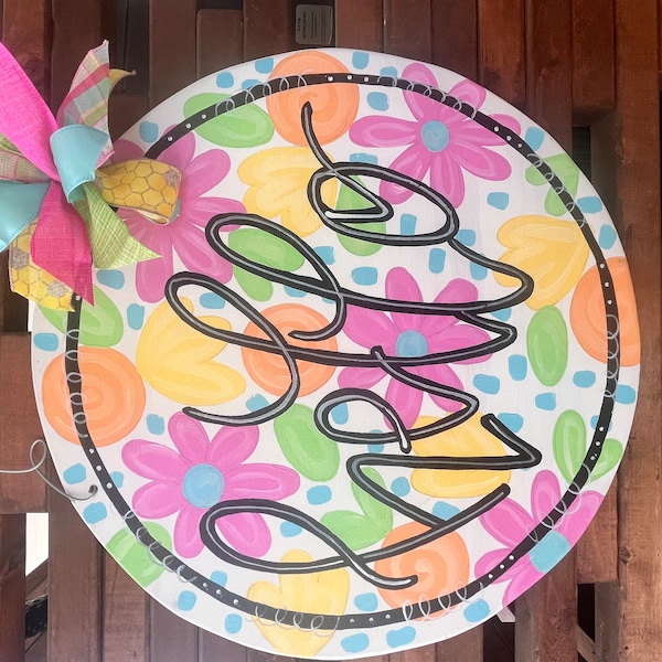 Spring Floral Hello Round - Etsy