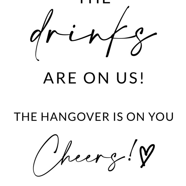 Wedding Bar Sign | the Drinks Are on Us the Hangover is on You | Open ...