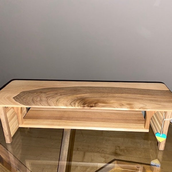 Walnut Monitor Stand 30" With Shelf: Solid Wood Monitor Riser - Etsy