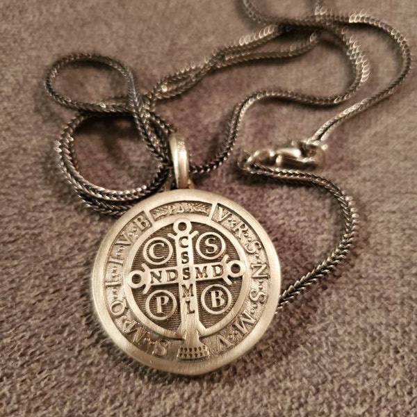 Sterling Silver Saint Benedict Necklace, Personalized Christian Saint ...