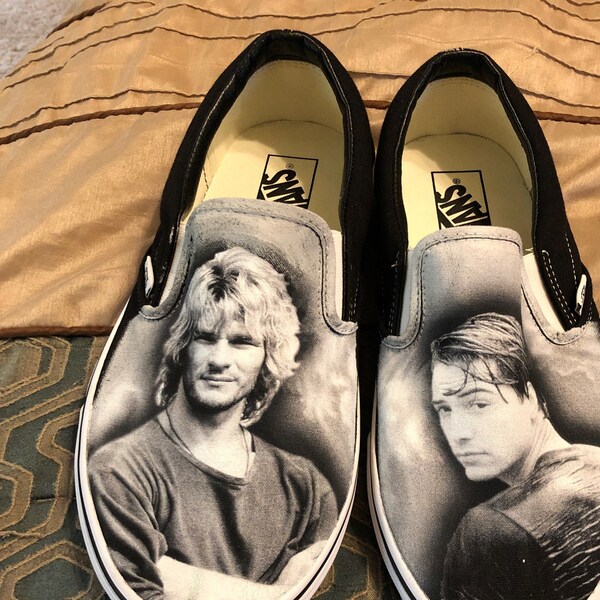 Custom Point Break Inspired Black Slip on Vans (keanu Reeves / Patrick ...