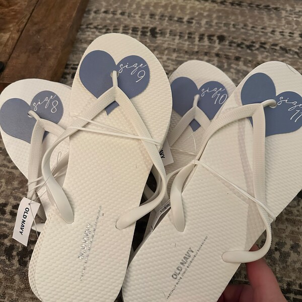 Flip Flop Size Tag for Wedding, Easy, No Knot Tying, Customizable Heart ...