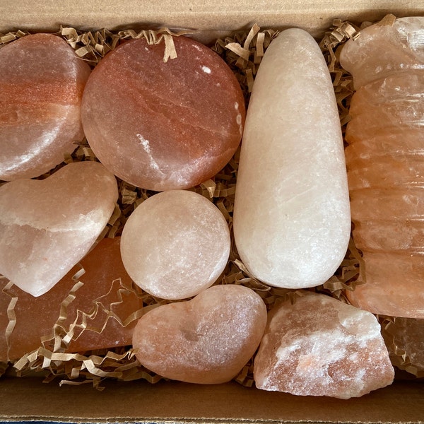 Set of Himalayan Pink Salt Massage Stones With Bath Salts, 11 Pieces ...