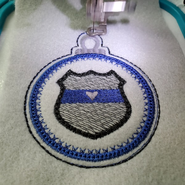 Police Thin Blue Line Christmas Tree Ornaments Machine Embroidery ...