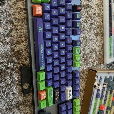 Eva Unit-01 Keycap Set Cherry Profile Coiled Cable Option - Etsy