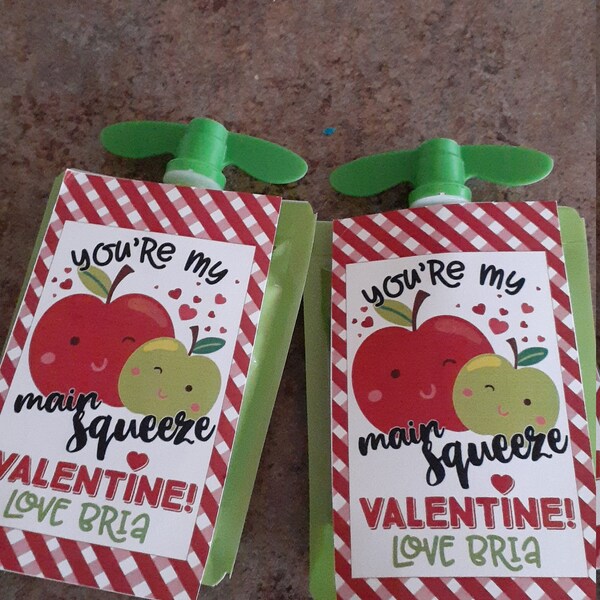 EDITABLE You're My Main Squeeze Applesauce Valentines Day Kids Gift Tag ...