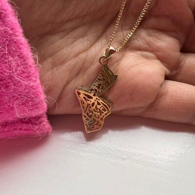 Jordan Map Necklace With Arabic Calligraphy 18K GOLD / SILVER - Etsy
