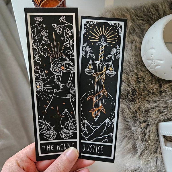 Tarot Justice and the Hermit GOLD FOIL Bookmark, Justice Bookmark ...