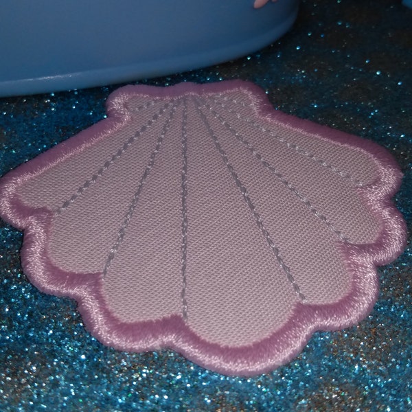Embroidered Iron- on Patch Pink Scallop Seashell Design - Etsy