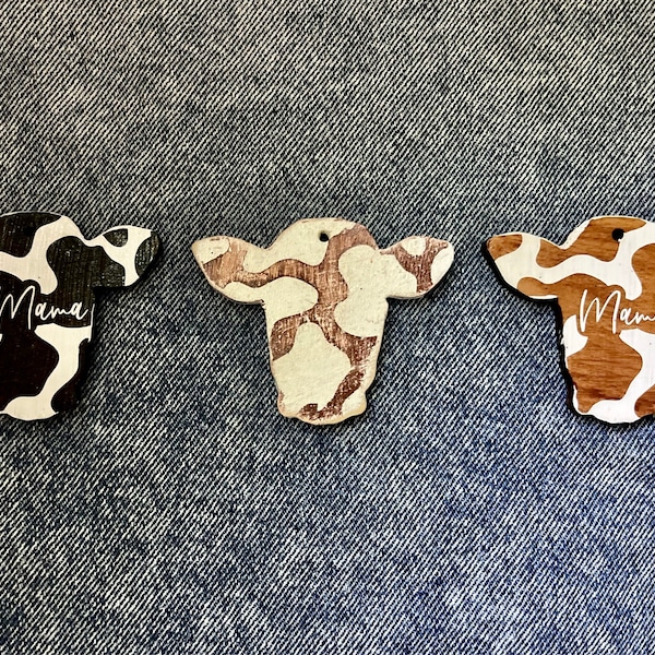 Cow Head and Tag Unfinished Wood Cutout Shape - Laser Cut DIY Craft ...