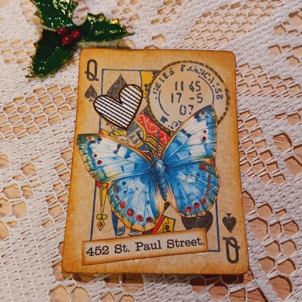 Handmade Altered Playing Card for Junk or Art Journal Books - Etsy