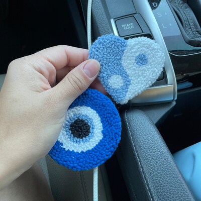 Set of 2 Blue Car Coasters,cute Car Accessories,customisable Car Decor ...