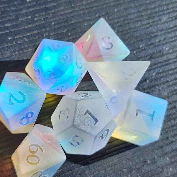 Frosted Prismatic Glass Dice Set - Etsy