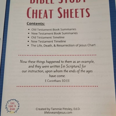 Bible Study Cheat Sheets New Testament Overview Old Testament Overview ...