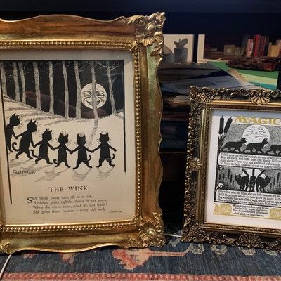 Black Cat Dance the Wink Cat Poem 3 Sizes Antique Illustration of Black ...