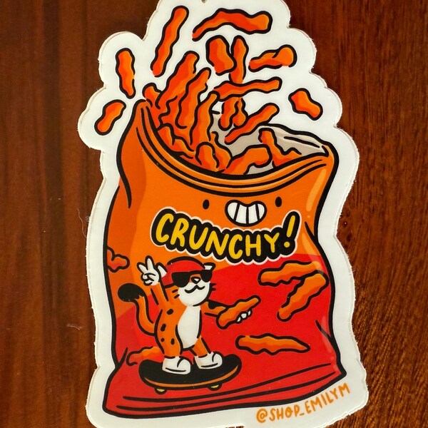 Crunchy Cheese Curls Sticker| Weatherproof Vinyl Sticker| Kawaii ...