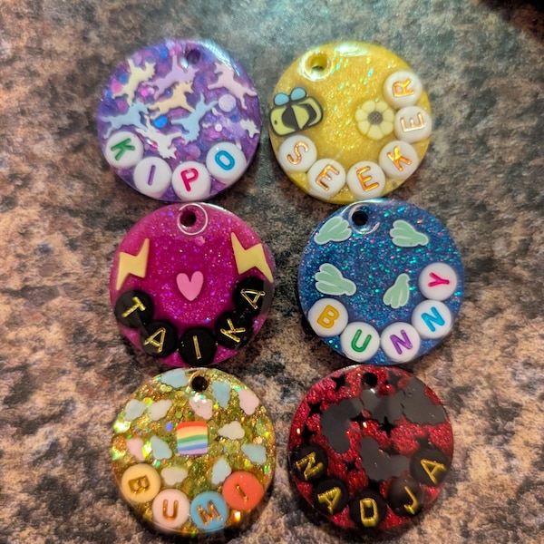 Resin Dog Tag, Personalized, Custom Dog Tag, Resin Dog Tag, Glitter Dog ...