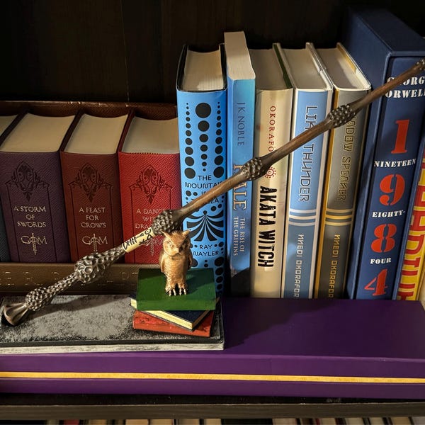 Magic Wand Stand Holder Owl on Books - Wizard Wand Display - Etsy