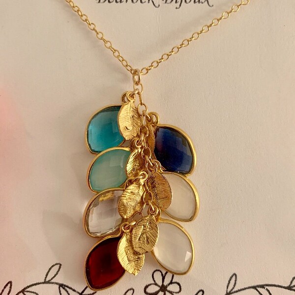 Birthstone Necklace Personalized Gift for Wife Custom Mothers Necklace ...