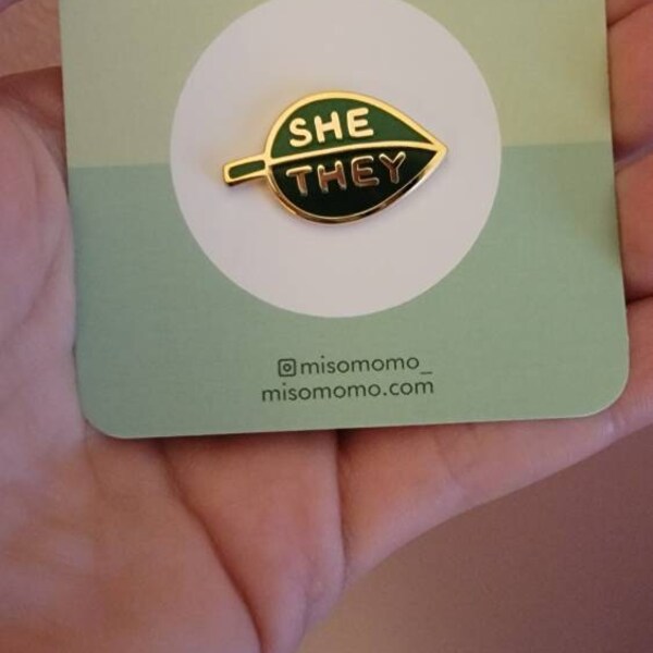 Pronoun Leaf Pin - She/they - Etsy