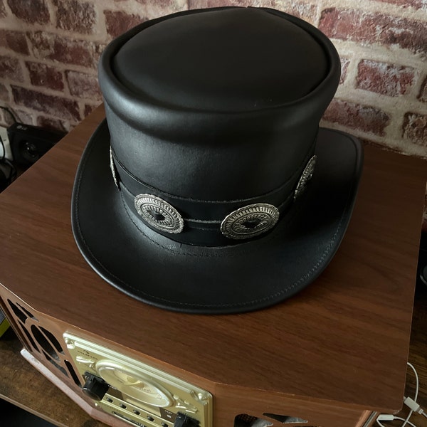 Steampunk Chopper Cross Leather Black Motorcycle Top Hat Biker - Etsy