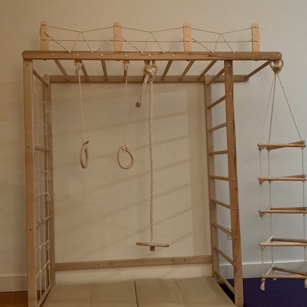 88x78" Large Swedish Ladder Bundle: Waldorf Playmat, Monkey Bars ...