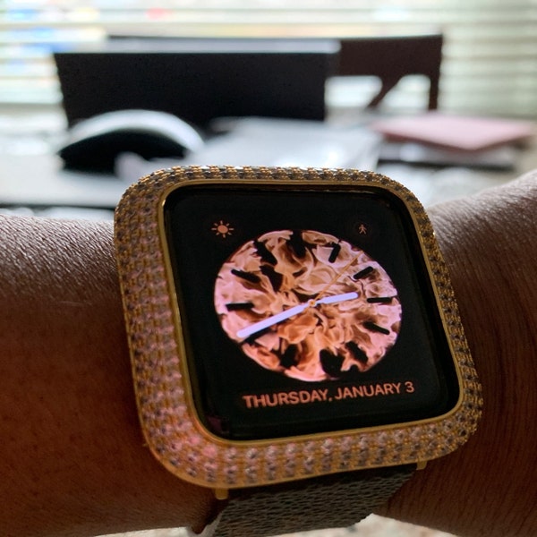 Custom Gold Apple Watch Case Lab Diamond Bezel 38-49mm Ultra Apple ...