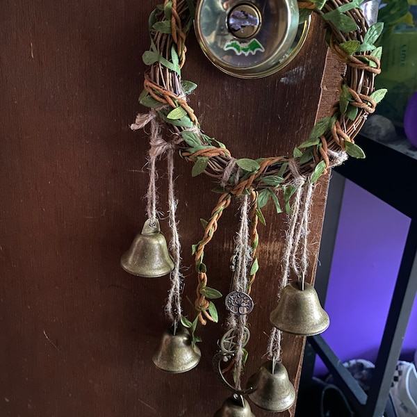 Witch Bells for Entry Way Protection, Wiccan Bells on a String Doorknob ...