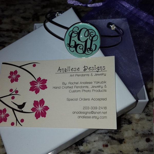 Custom Monogram Cuff Bracelet - Choice of Font and Color - Initials ...