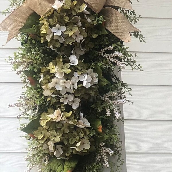 Hydrangea Wreath Swag, Vineyard Garden, Purple Floral Swag~winter ...