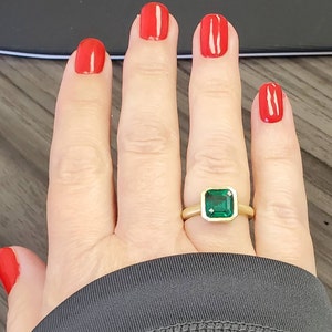 Asscher Cut Emerald Ring, Emerald Engagement Ring, Asscher Cut Ring ...