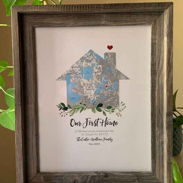 New Home Gift, Housewarming Gift for Couple, New House Map, First Home ...