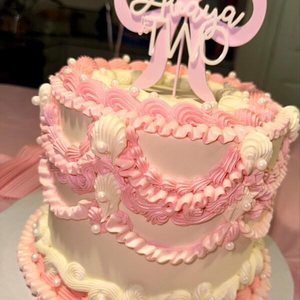 Bow Cake Topper | Pink Bow Coquette Cake Topper • ONE TWO THREE Cake ...
