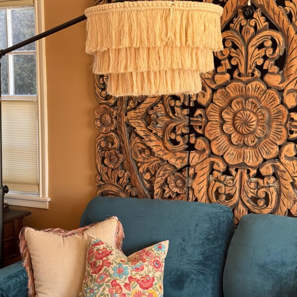 Boho Light. Fringe Chandelier, Tassel Lamp Shade 60 Cm Width/40cm ...